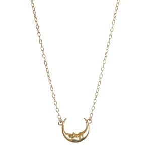 S-Kin Studio | Jewelry | Gold Moon Pendant Necklace | Poshmark